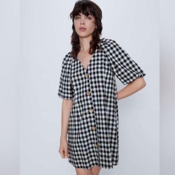 Zara | Dresses | Zara Black And White Checkered Dress | Poshmark